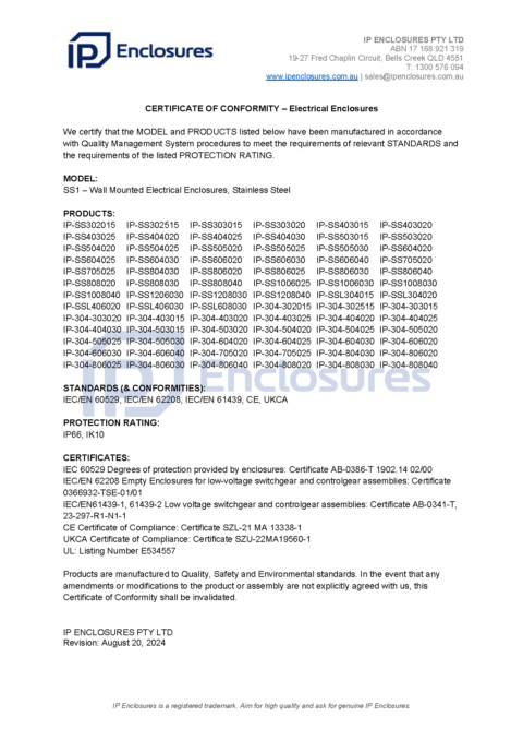 Electrical Enclosure Certificates - IP Enclosures NZ