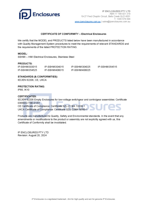 Electrical Enclosure Certificates - IP Enclosures NZ
